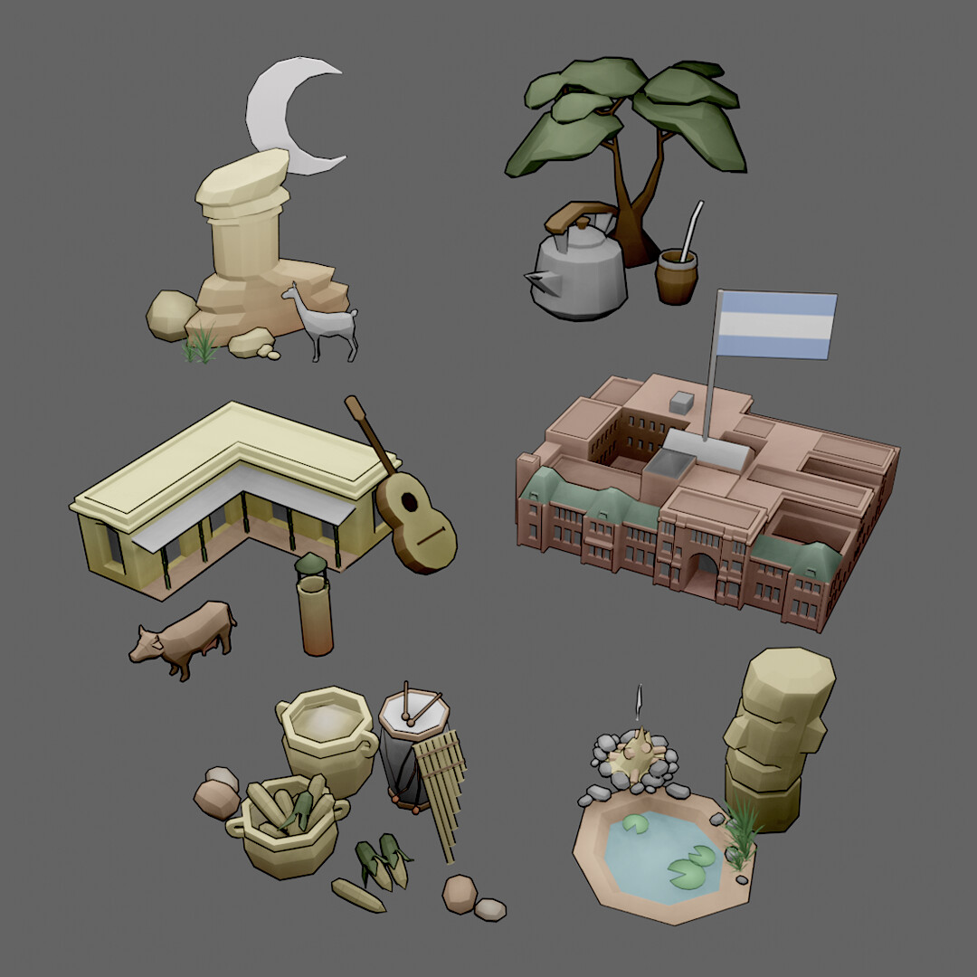 ArtStation - Low Poly Models for Lobizón game map