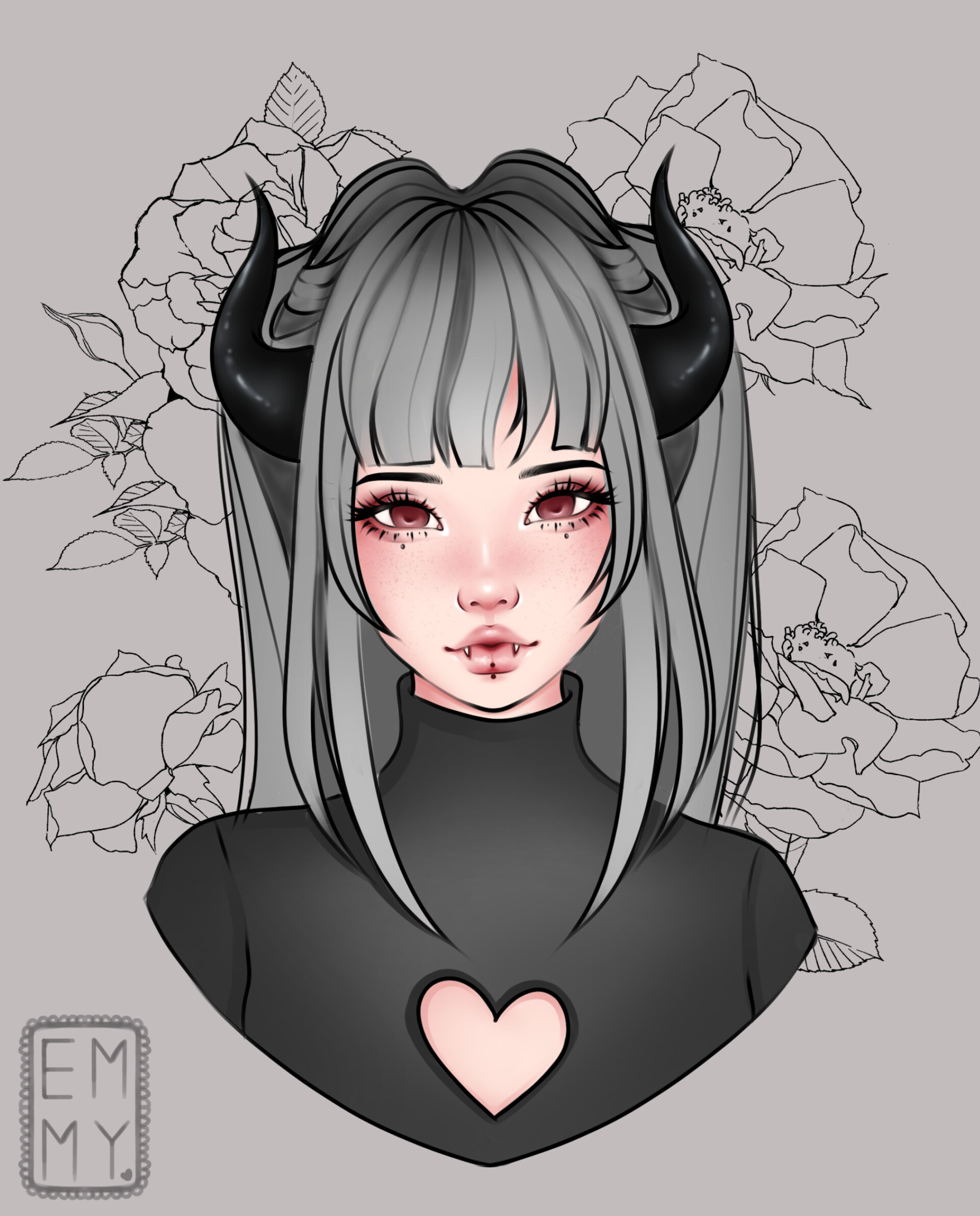 how to draw a demon girl