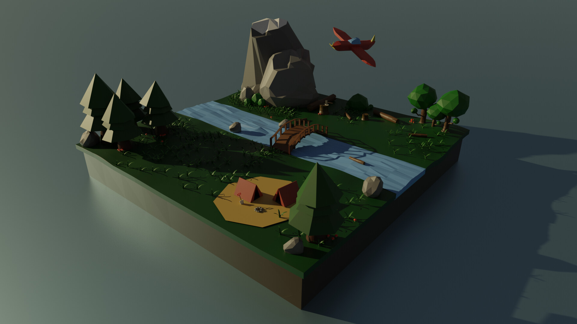 ArtStation - Low poly camping area