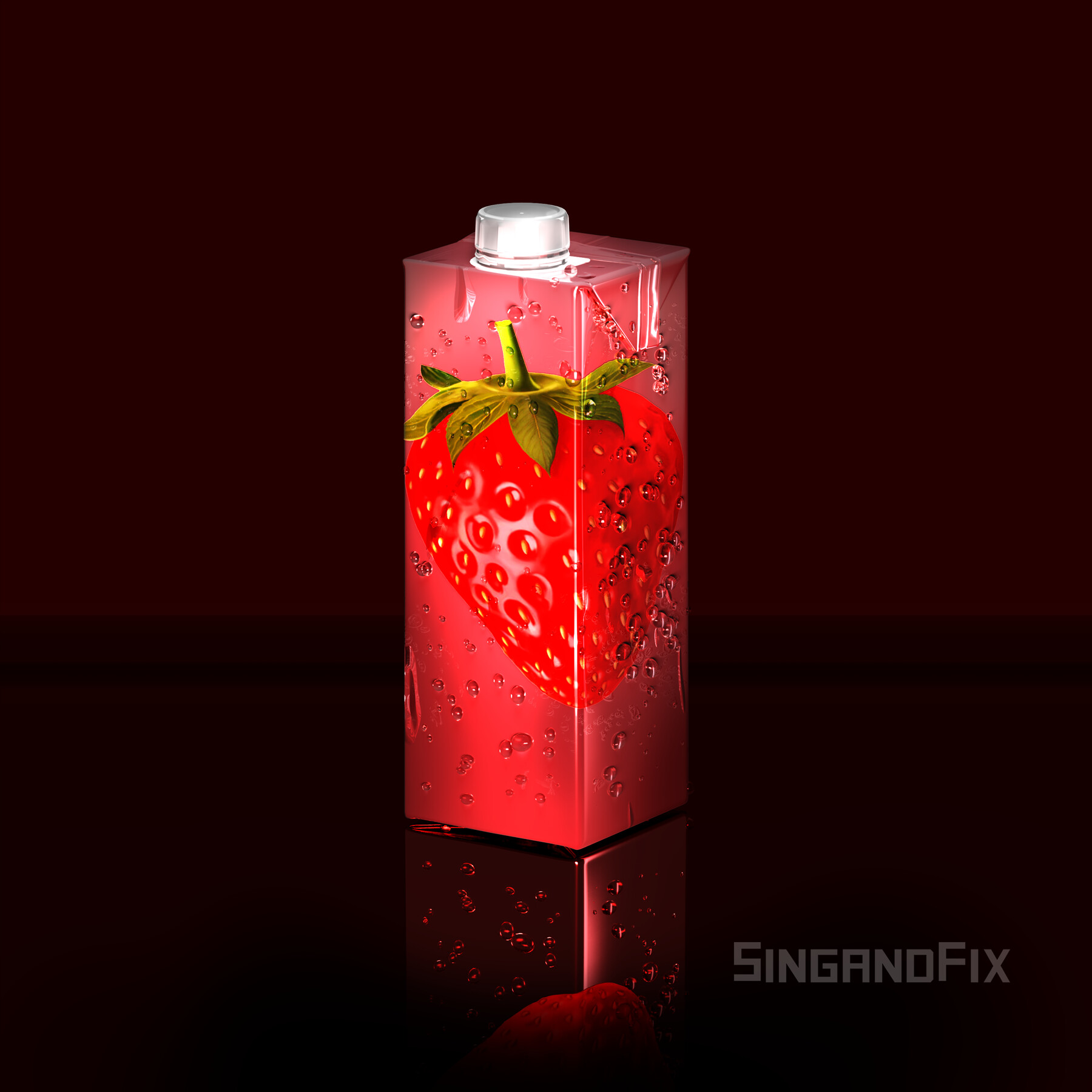 ArtStation - Strawberry Juice - Cardboard box 1Liter - Blender