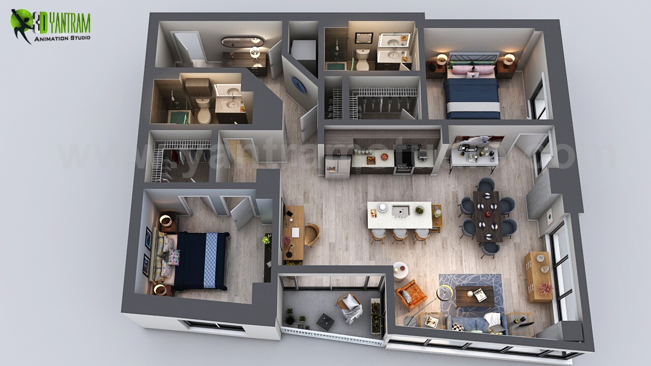 Yantram Architectural Design Studio - 3d floor plan design of Unique ...