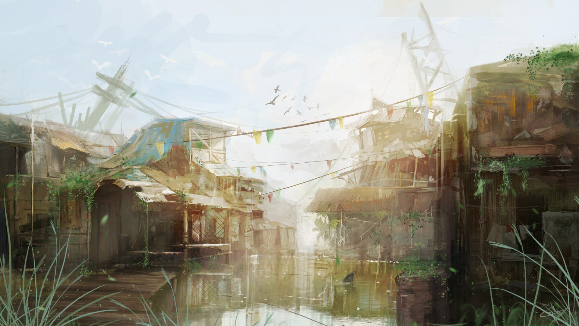 ArtStation - concept - shanty town on water 2