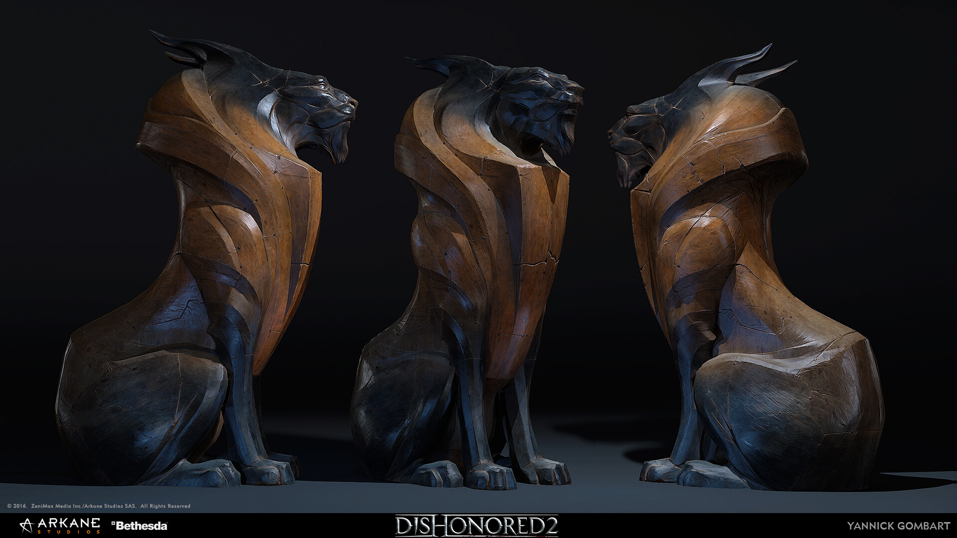 Yannick Gombart - Lion Wood Statue