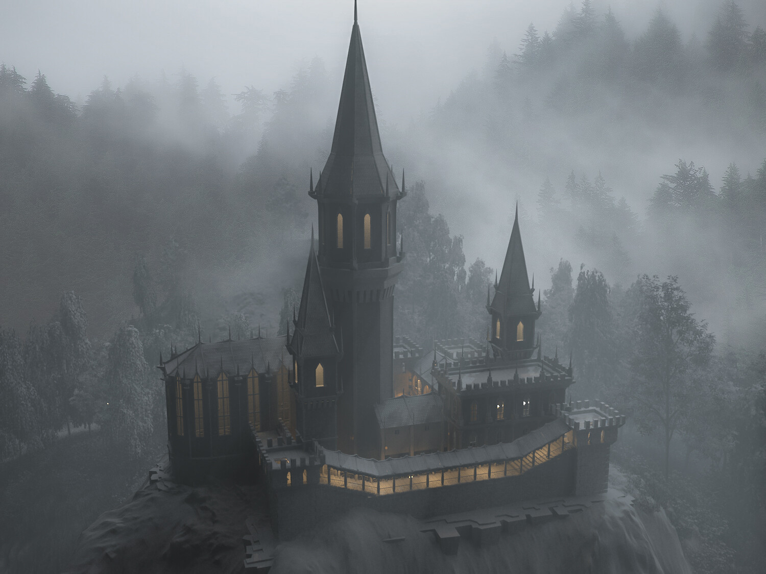 ArtStation - The castle in the fog