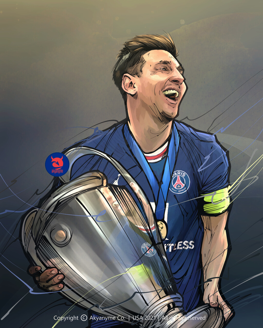 ArtStation - Messi al PSG Champions League ilustracion
