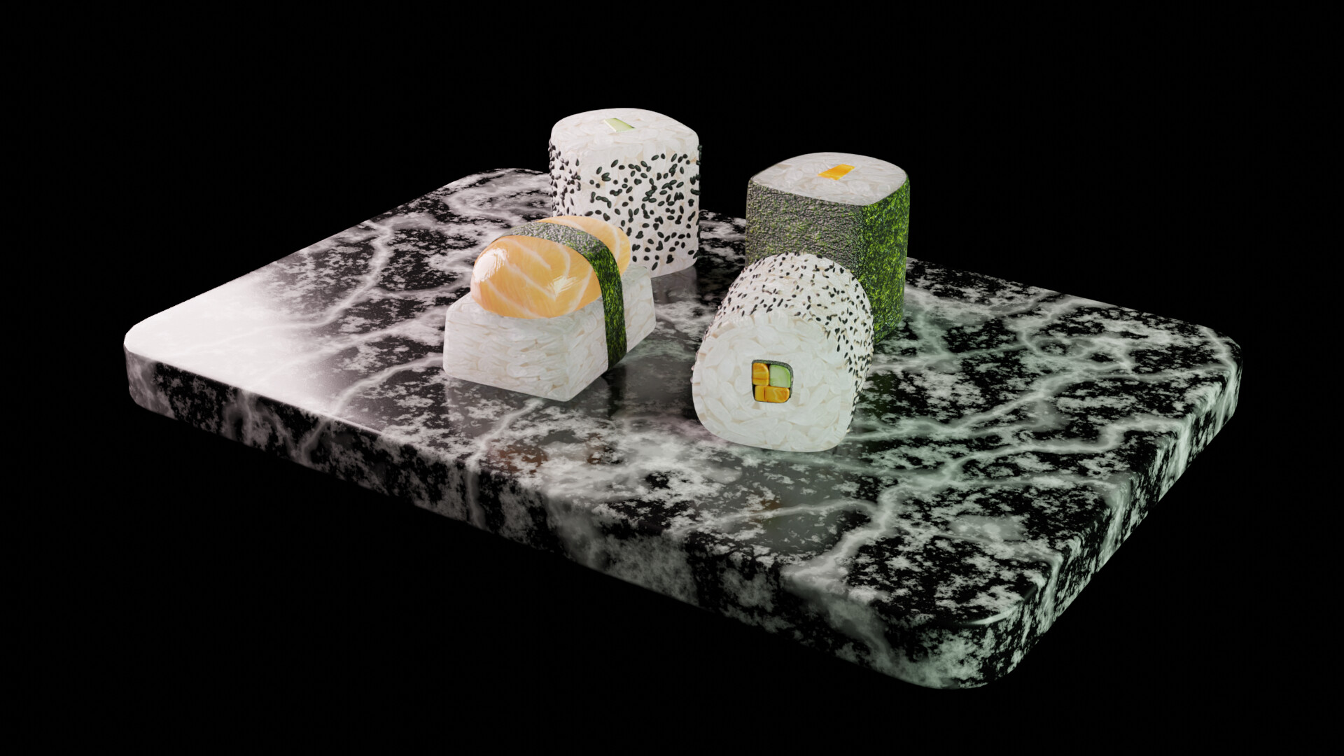 ArtStation - Sushi on a marble plate