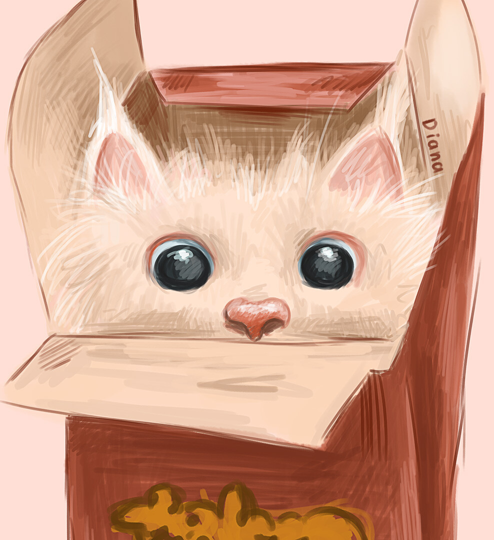 ArtStation - Cute meme cat in box