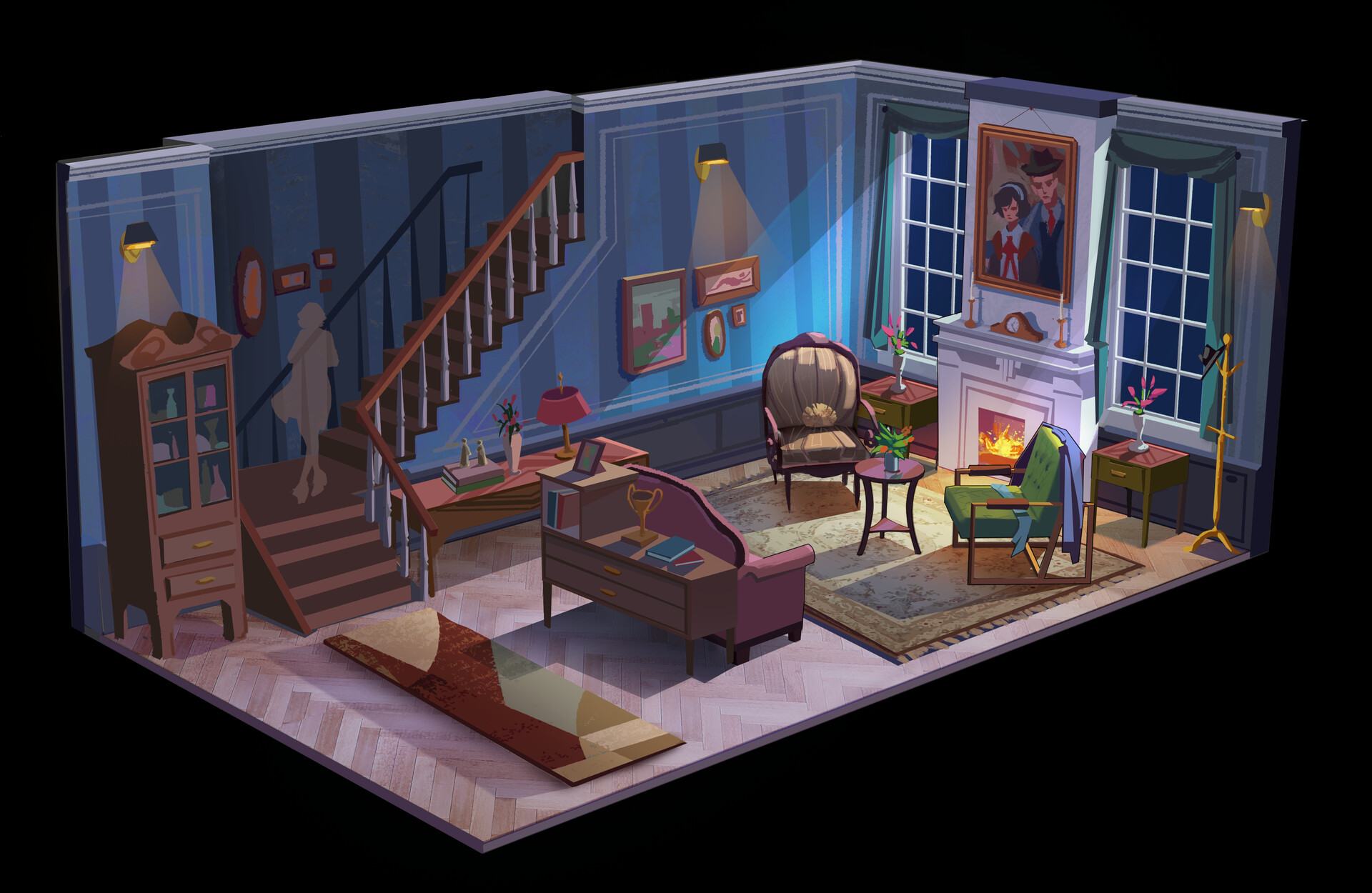 ArtStation - 1950s Couple's House Set Design