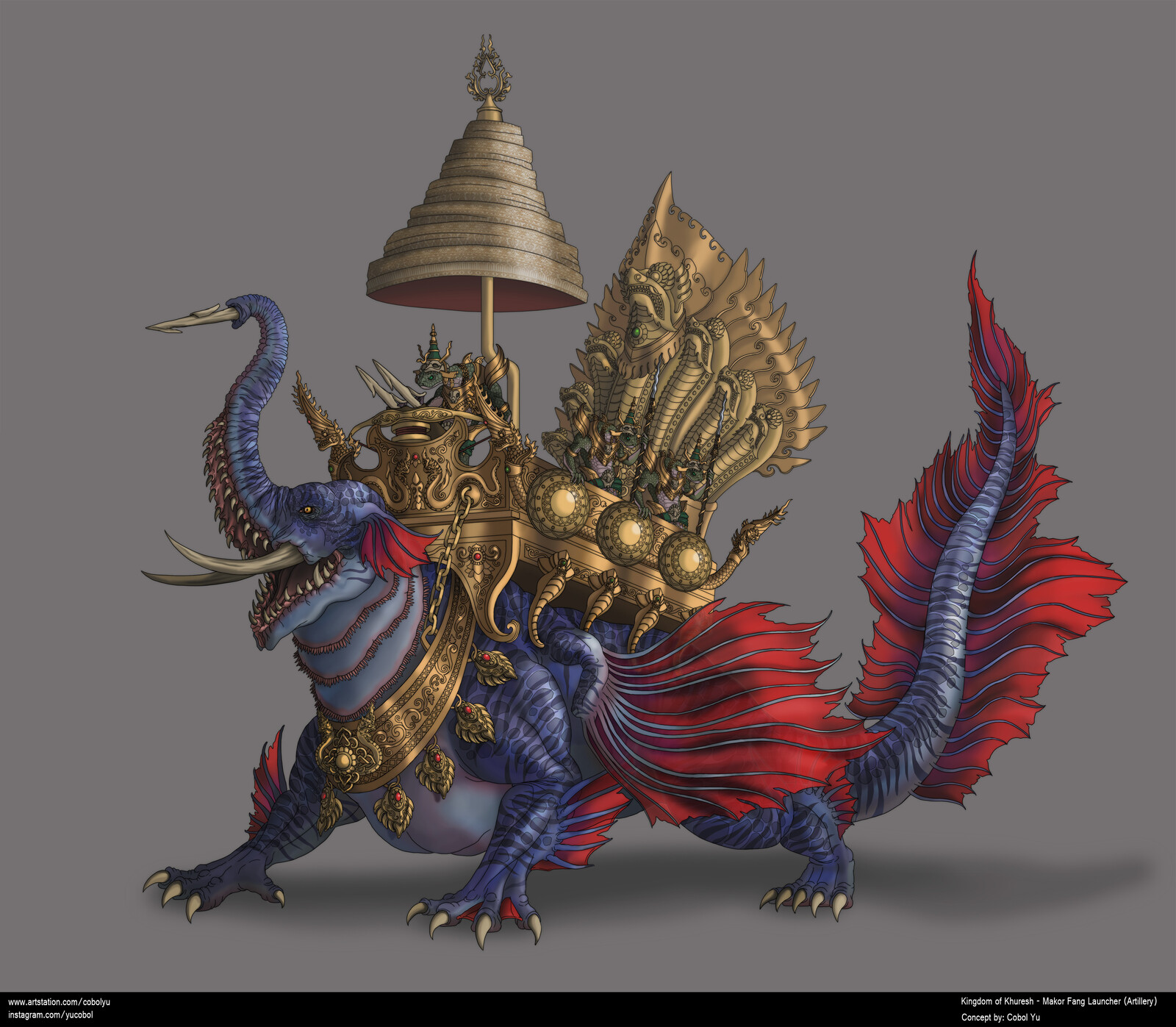 Cobol Yu - Warhammer Khuresh concept art: Makor Fang Launcher (Artillery)