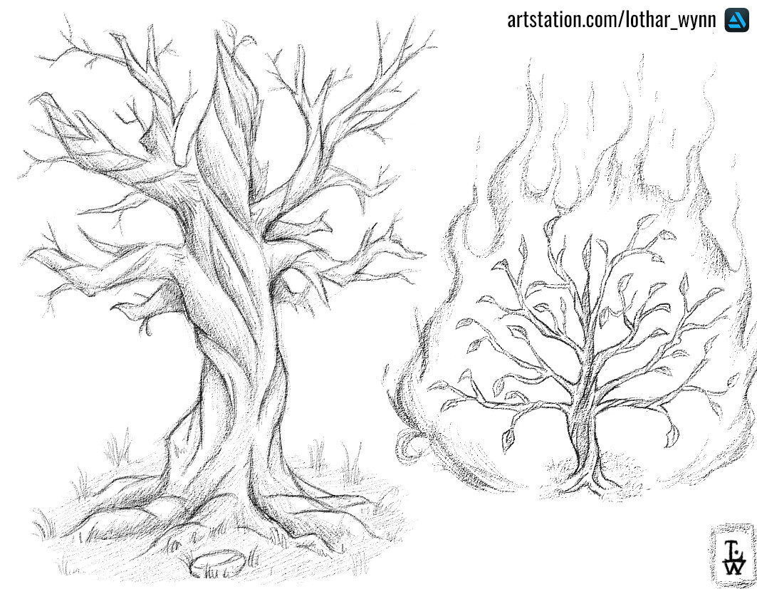 ArtStation - Tree and burning bush