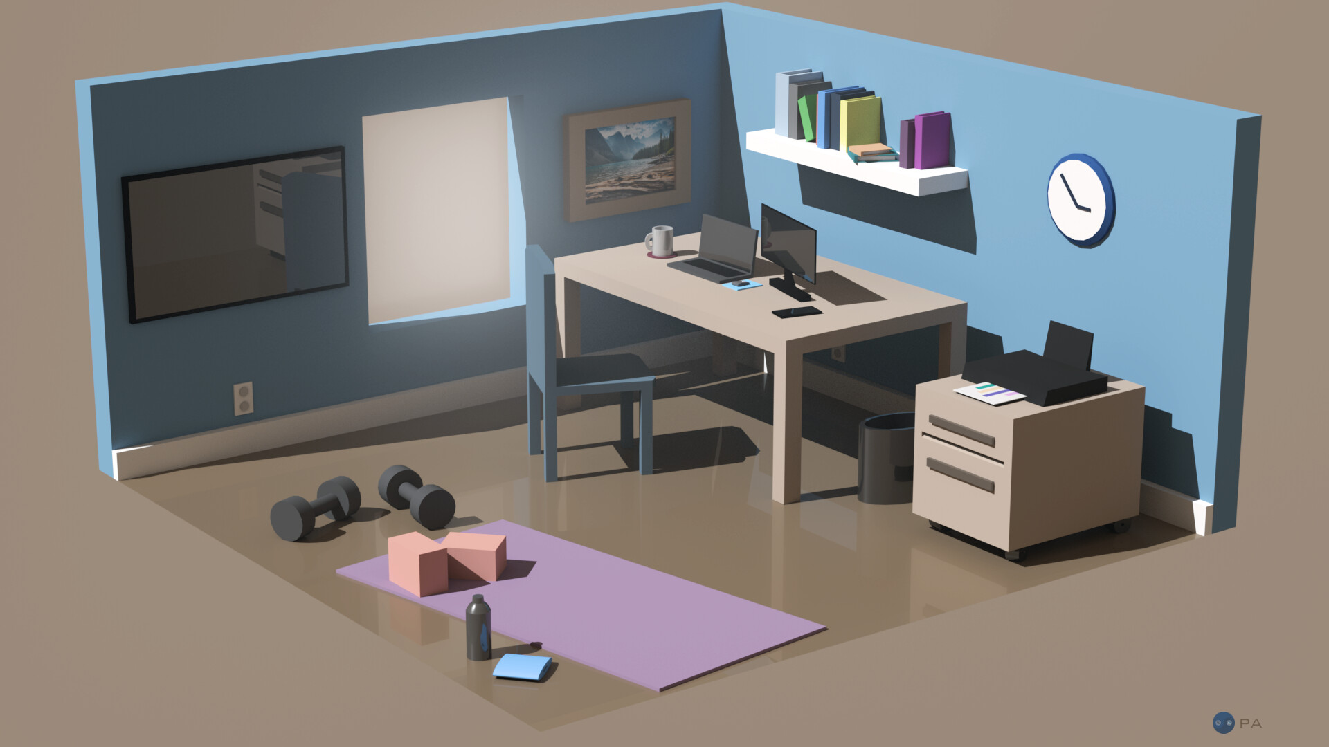 ArtStation - Low Poly Home Office