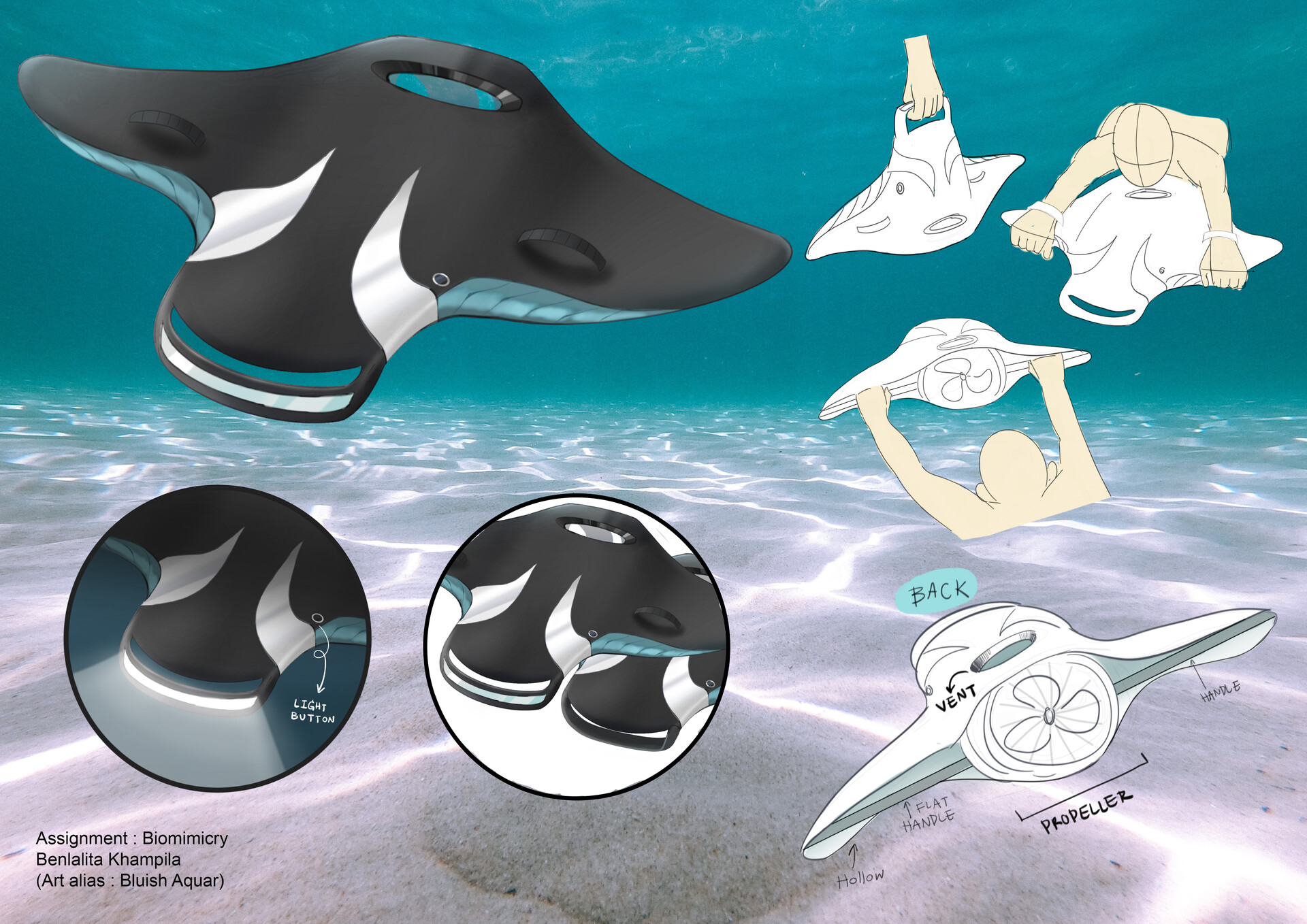 ArtStation - Manta Ray Underwater Scooter (College work :v )