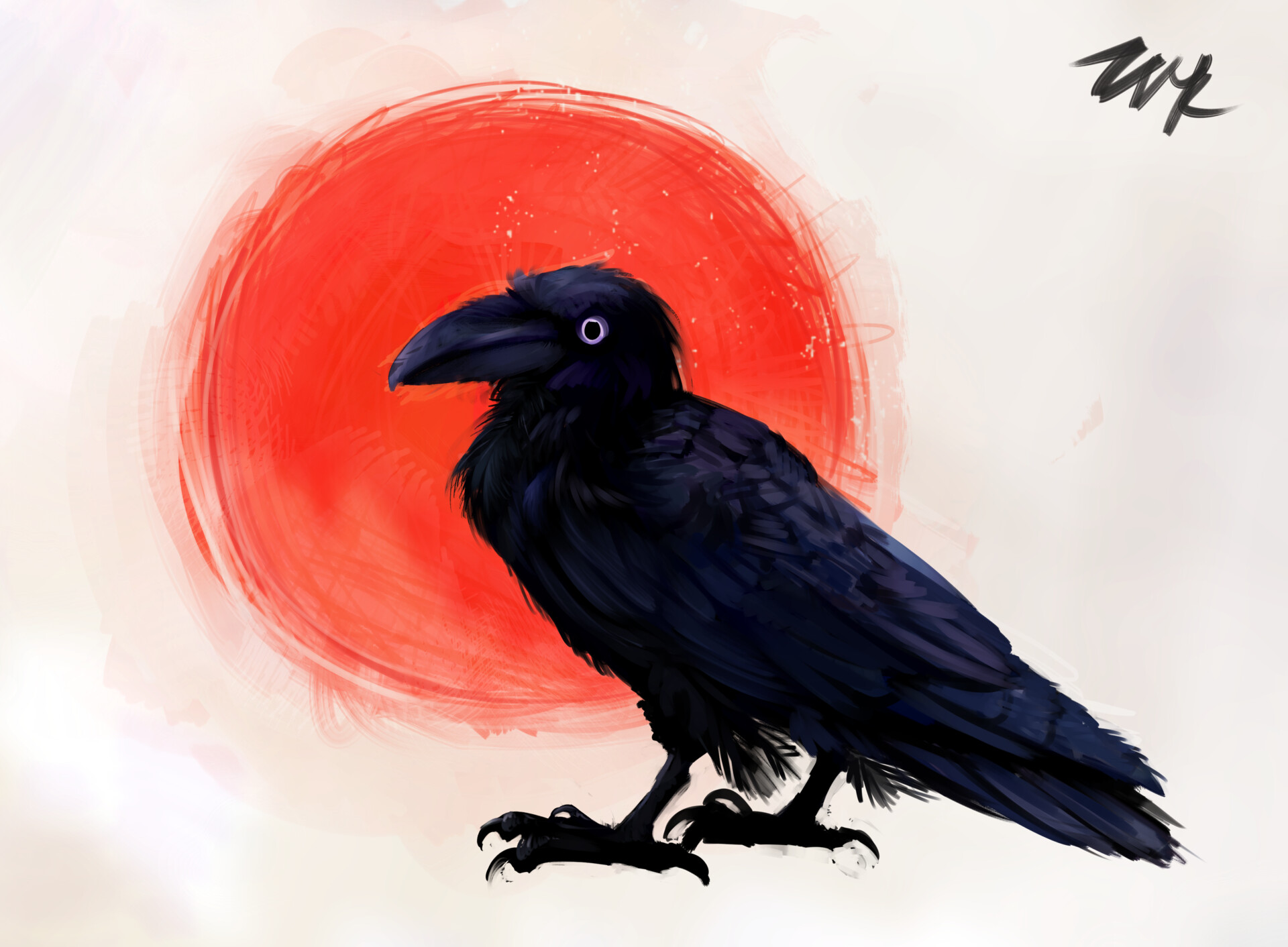 ArtStation - Crow at jap sun