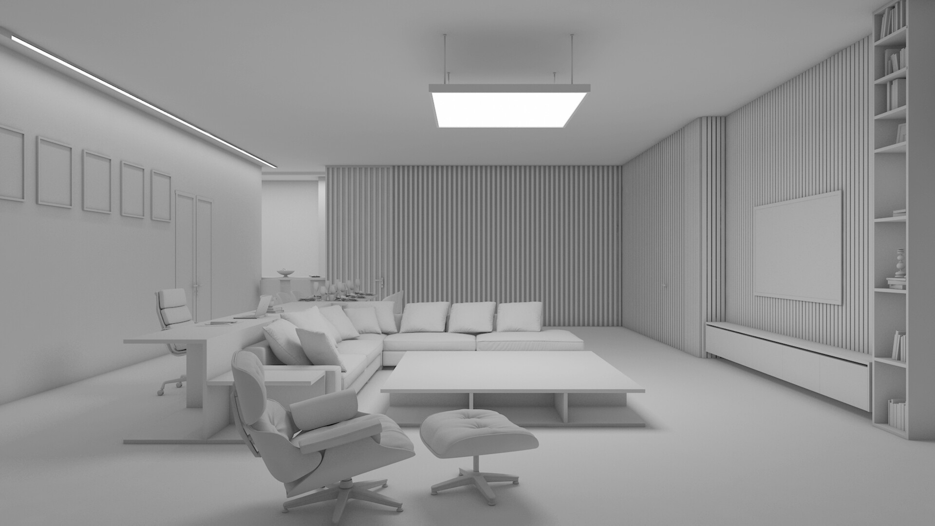 ArtStation - living room in grey scale