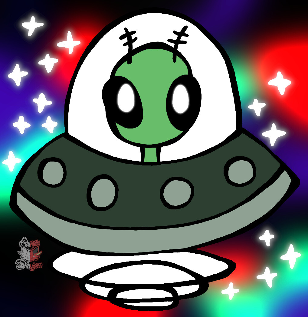 ArtStation - Chibi UFO Alien Coloring Page Free2Use