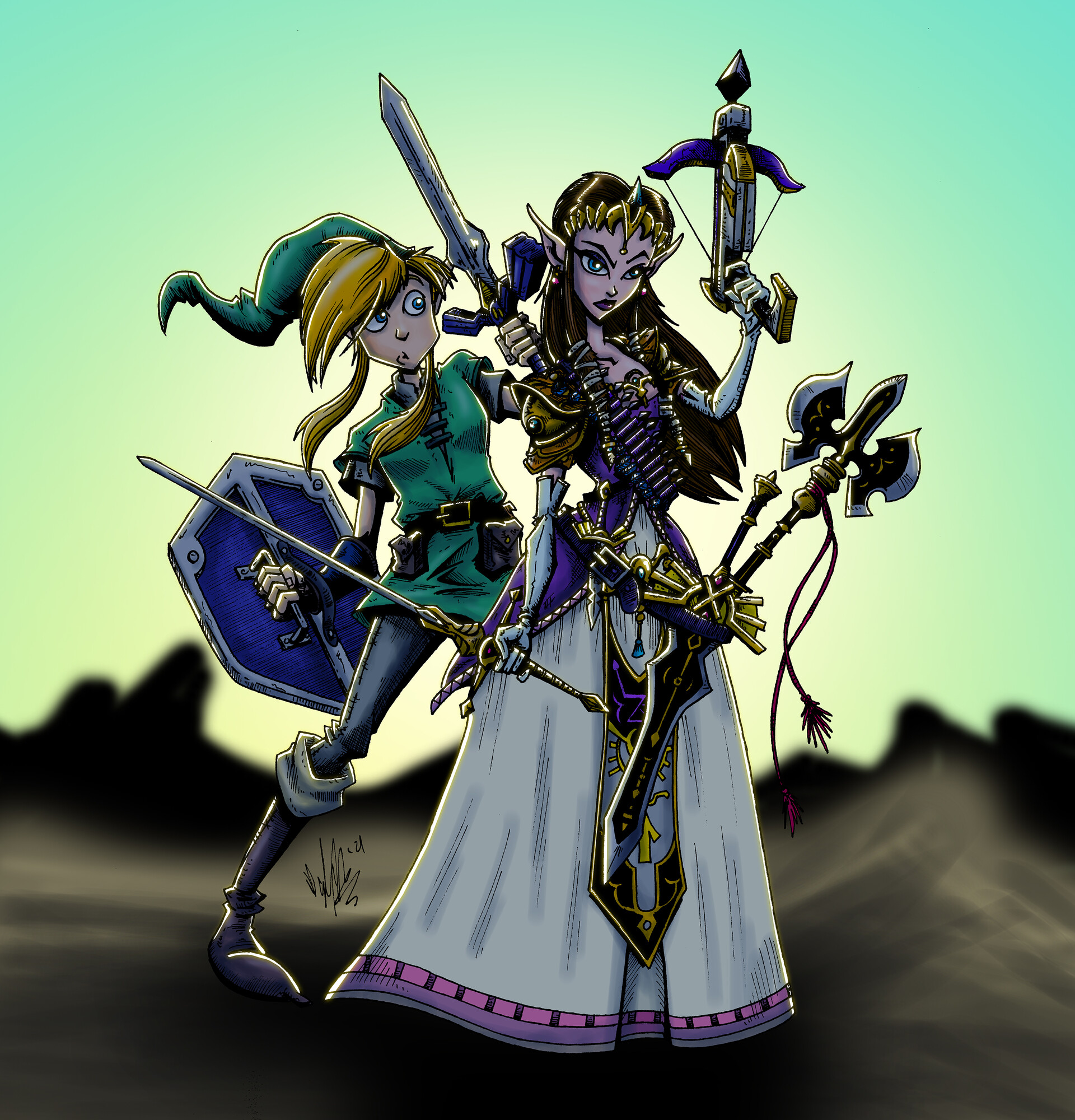 ArtStation - Zelda and Link