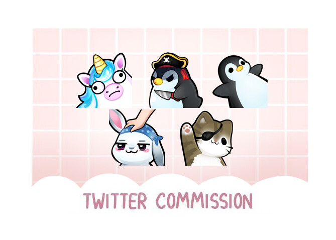 ArtStation - cute animals twitch emotes, unicorn, penguin, cat, rabbit.