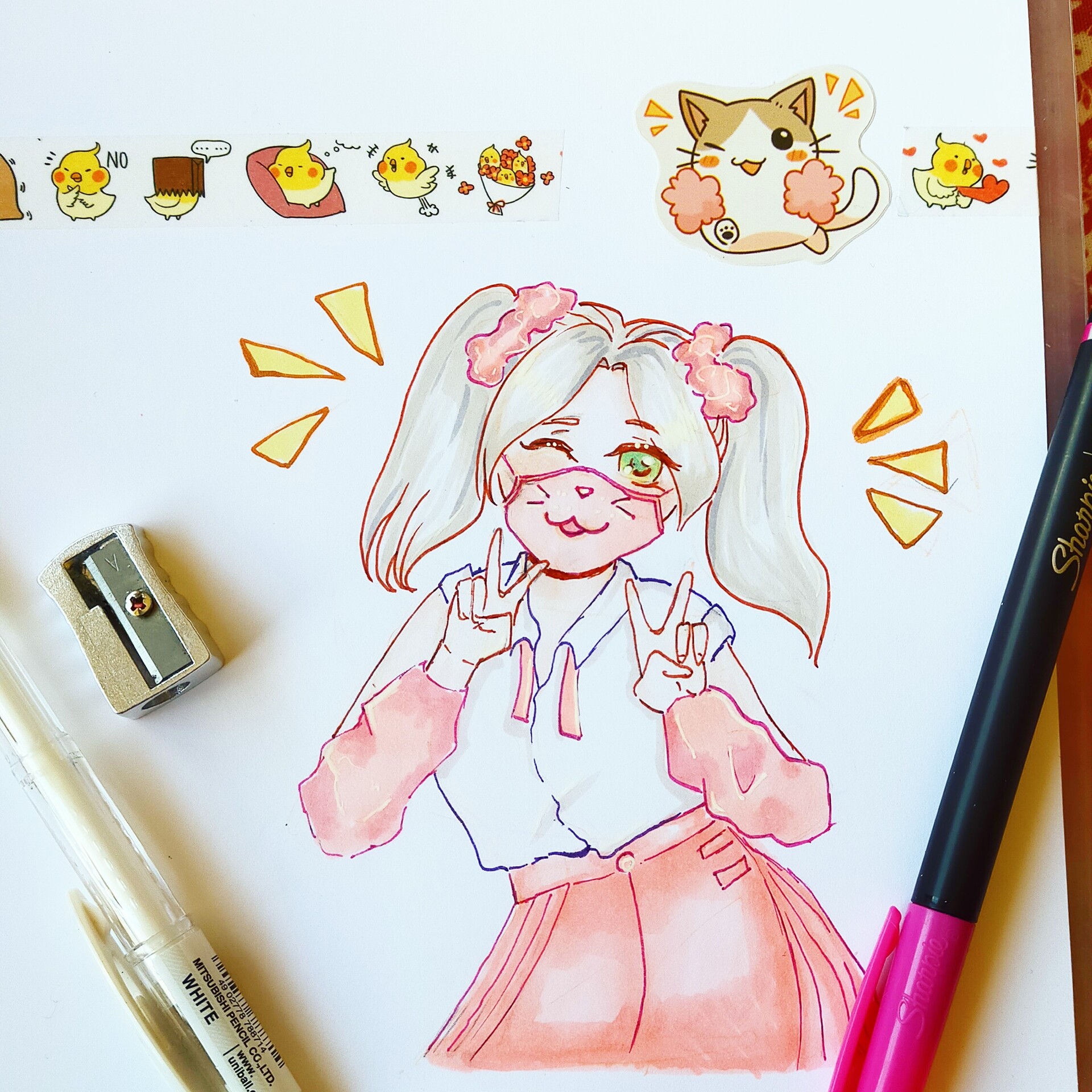 ArtStation - Cat sticker girl