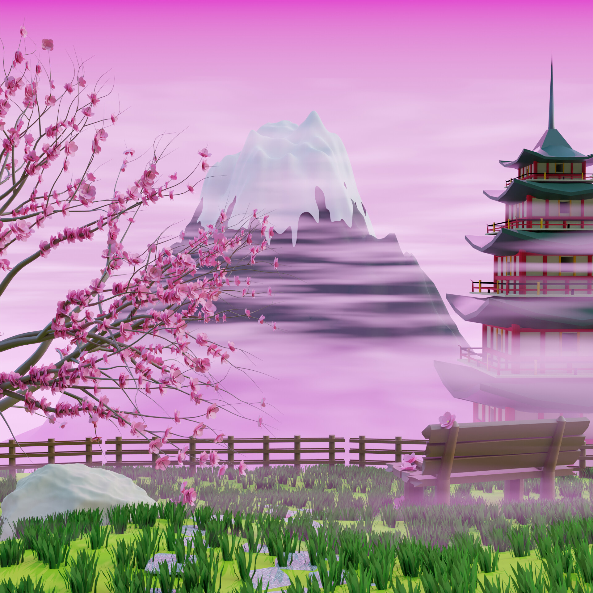 ArtStation - Beautiful view of the mountain, under the shade of the ...