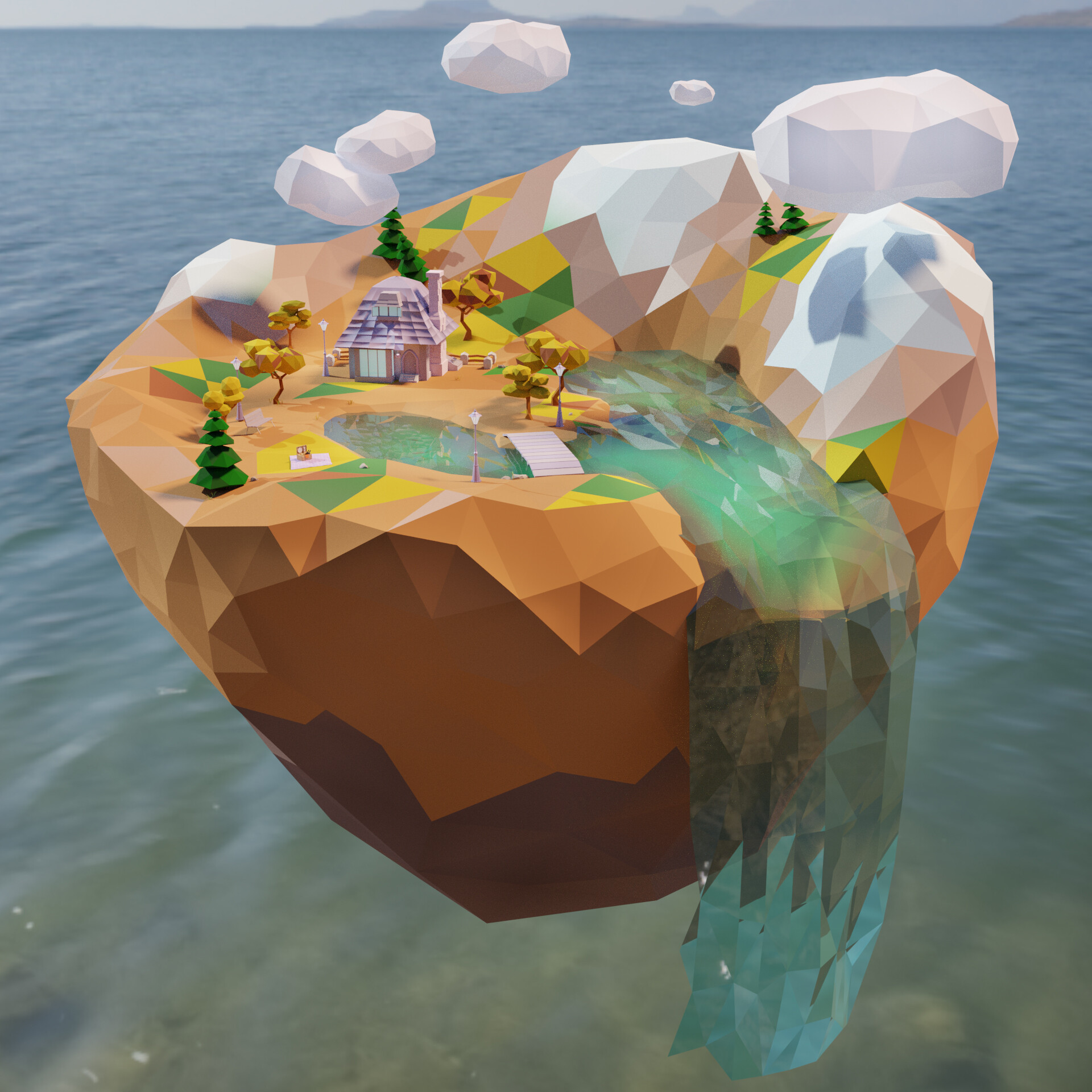 ArtStation - Low Poly floating island