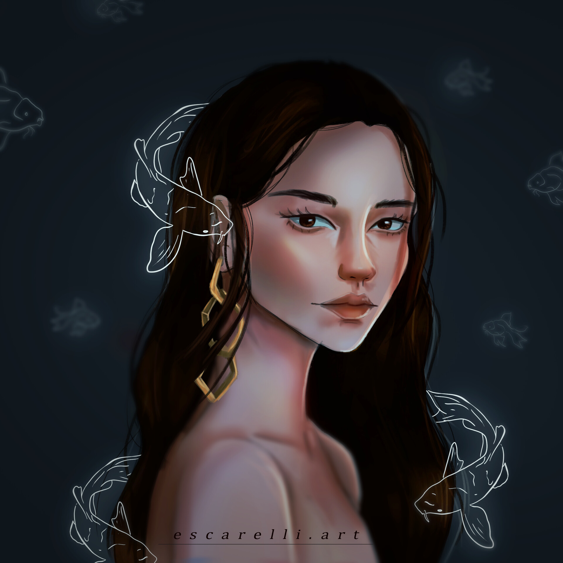 ArtStation - Girl and fish