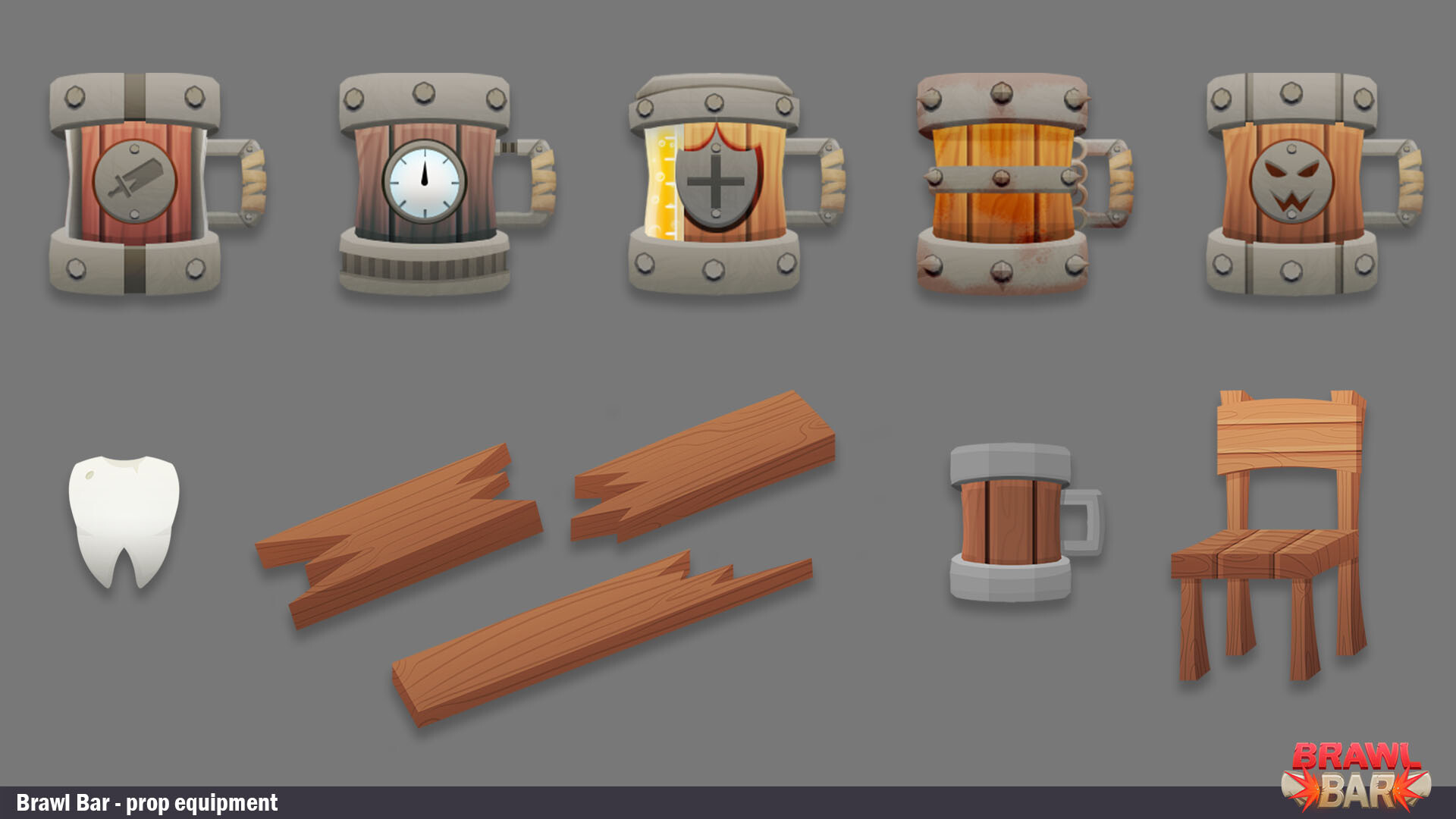 ArtStation - Brawl Bar (props design) - 2D and UI Art