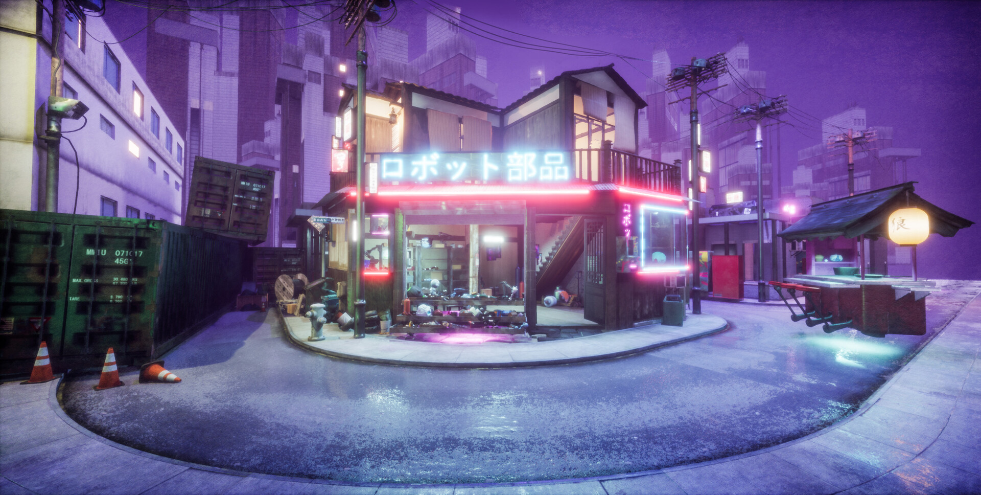 ArtStation - Cyberpunk Japanese robot chop shop