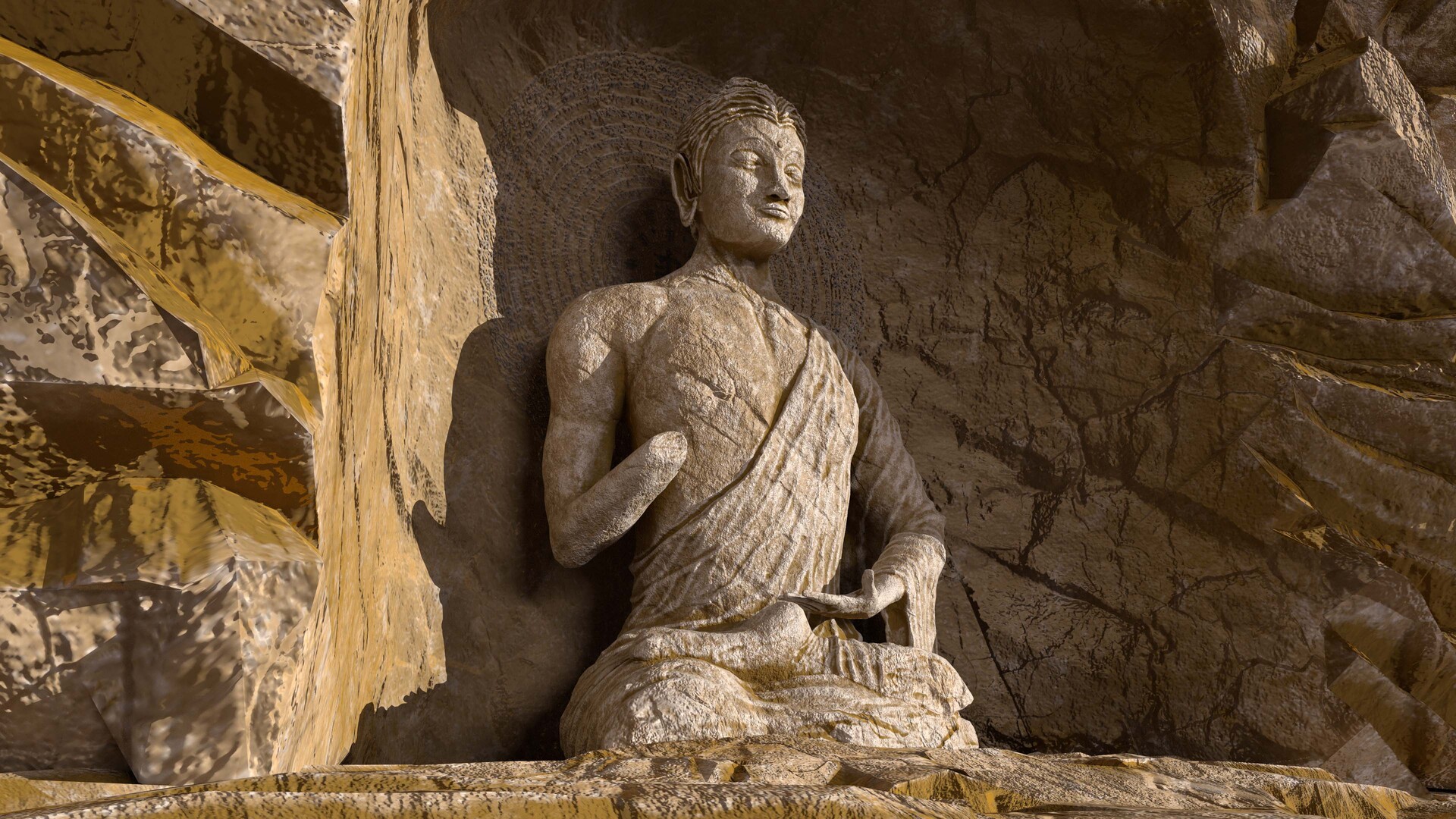 ArtStation - Buddha in cave ( in process )