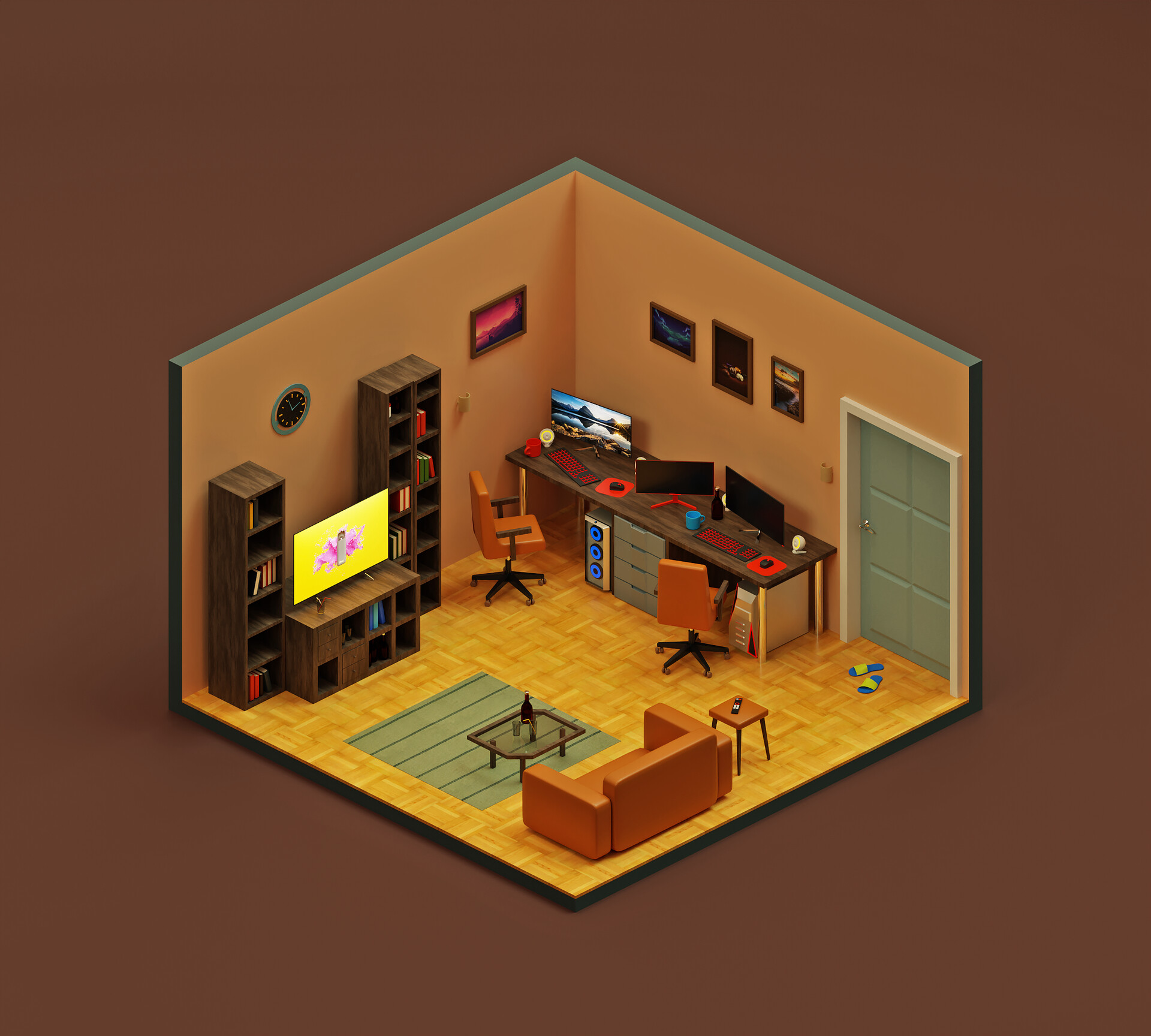 Barzu Ibrohimov - Isometric room - Made with Blender.