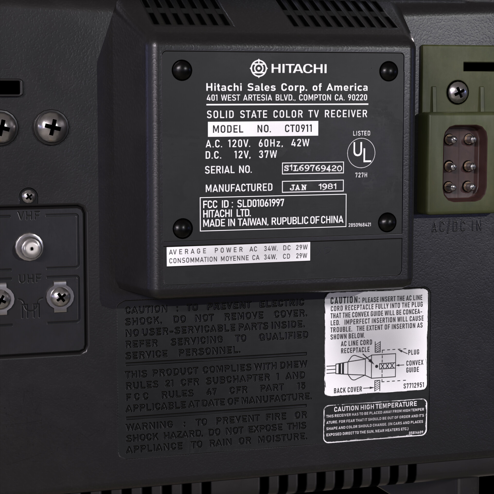 Hitachi Tv Back Panel