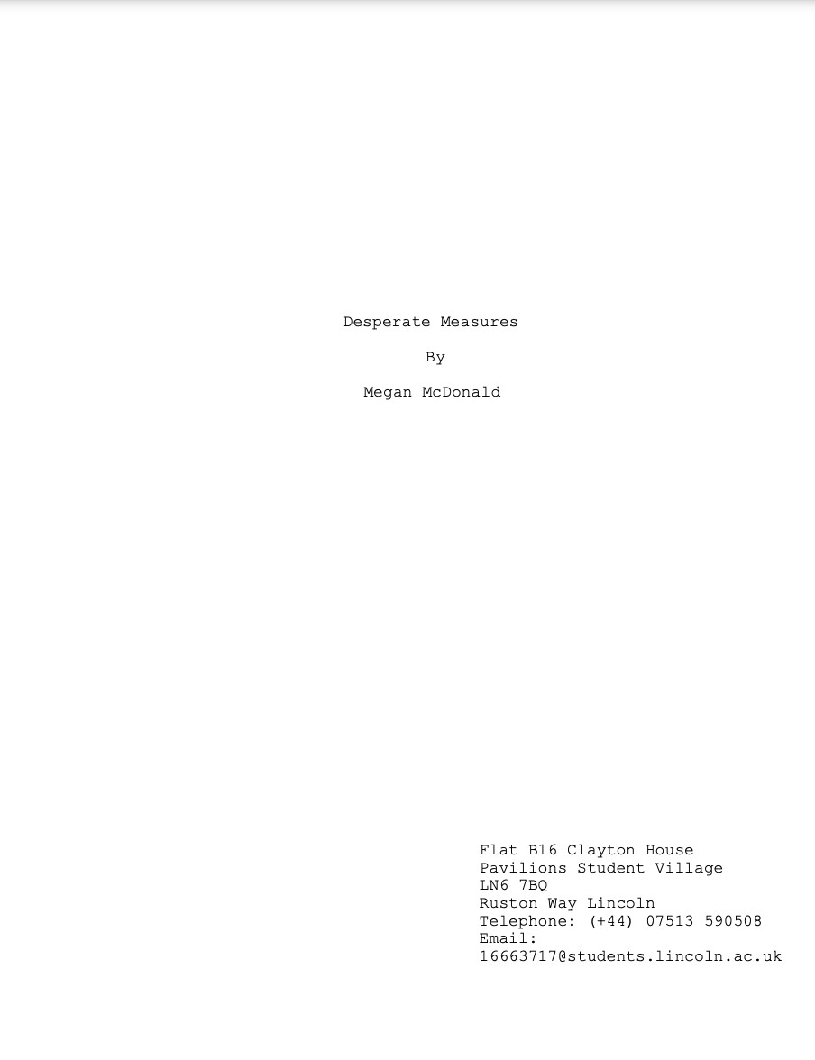 ArtStation - Script Writing: Deseperate Measures: 2019