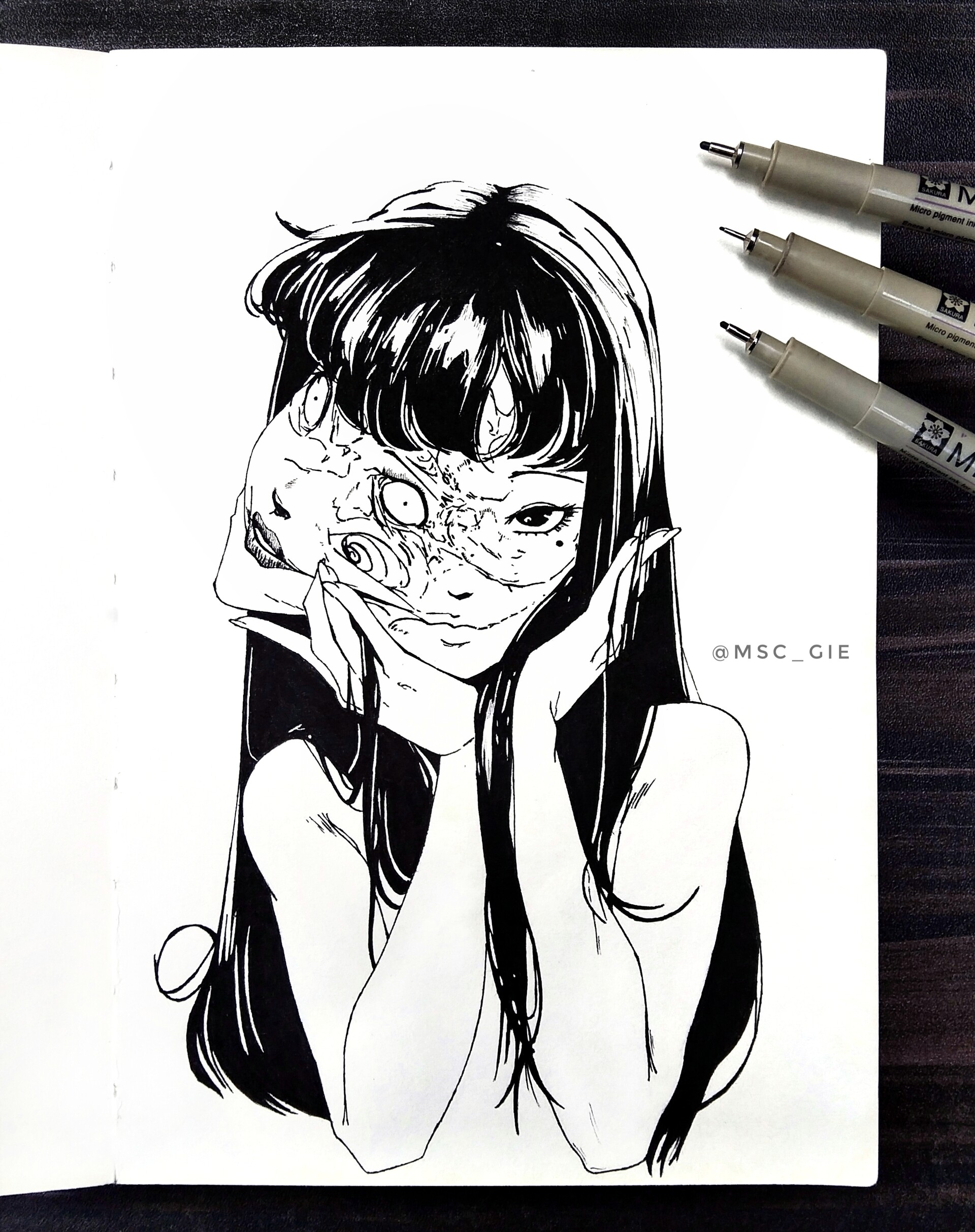 ArtStation - Manga drawing of Tomie from Uzumaki