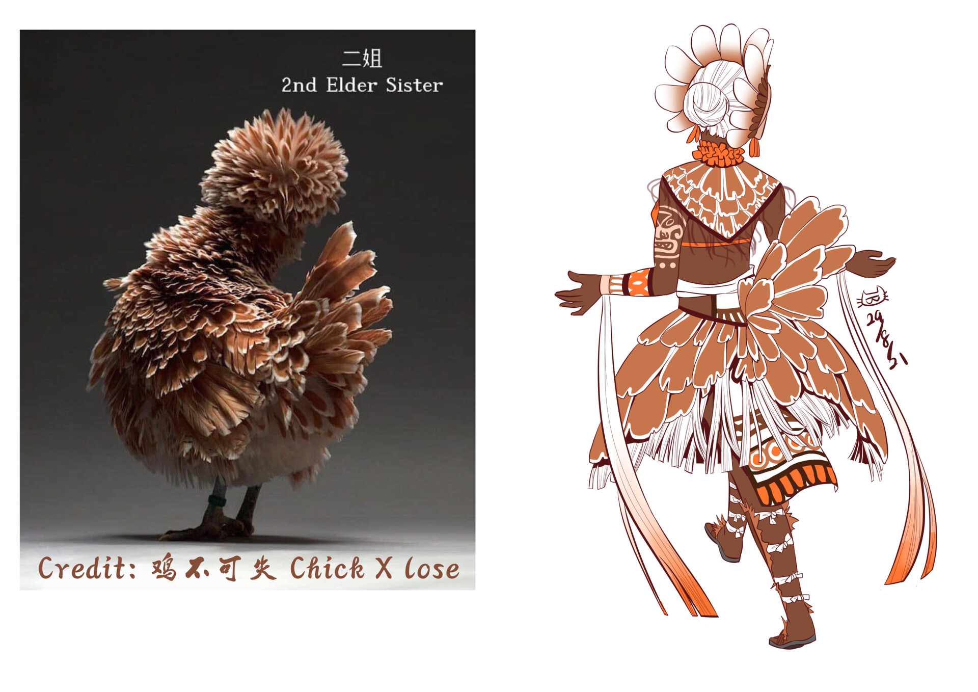 ArtStation - Chicken Family-Second Elder Sister- Aztec style carnival ...