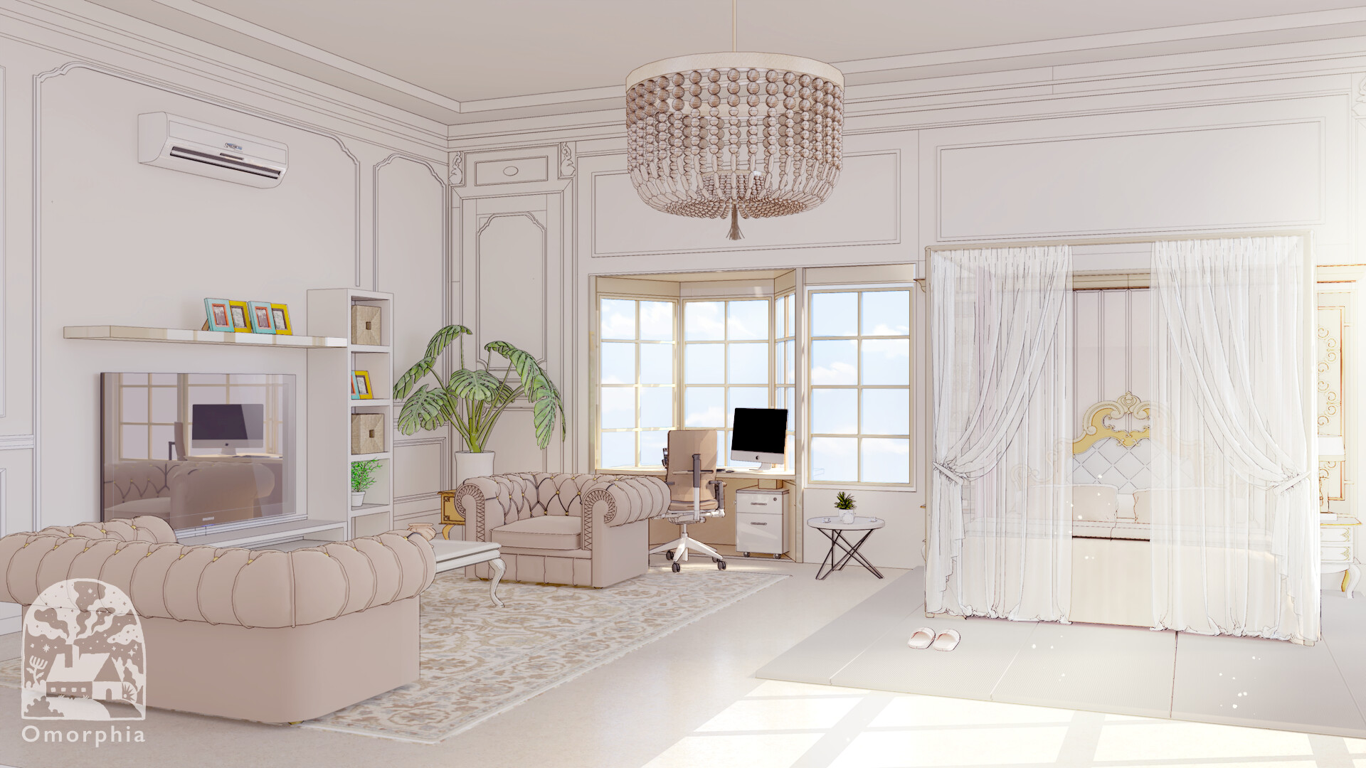 Omorphia Visual - Classic and Monochrome Bedroom