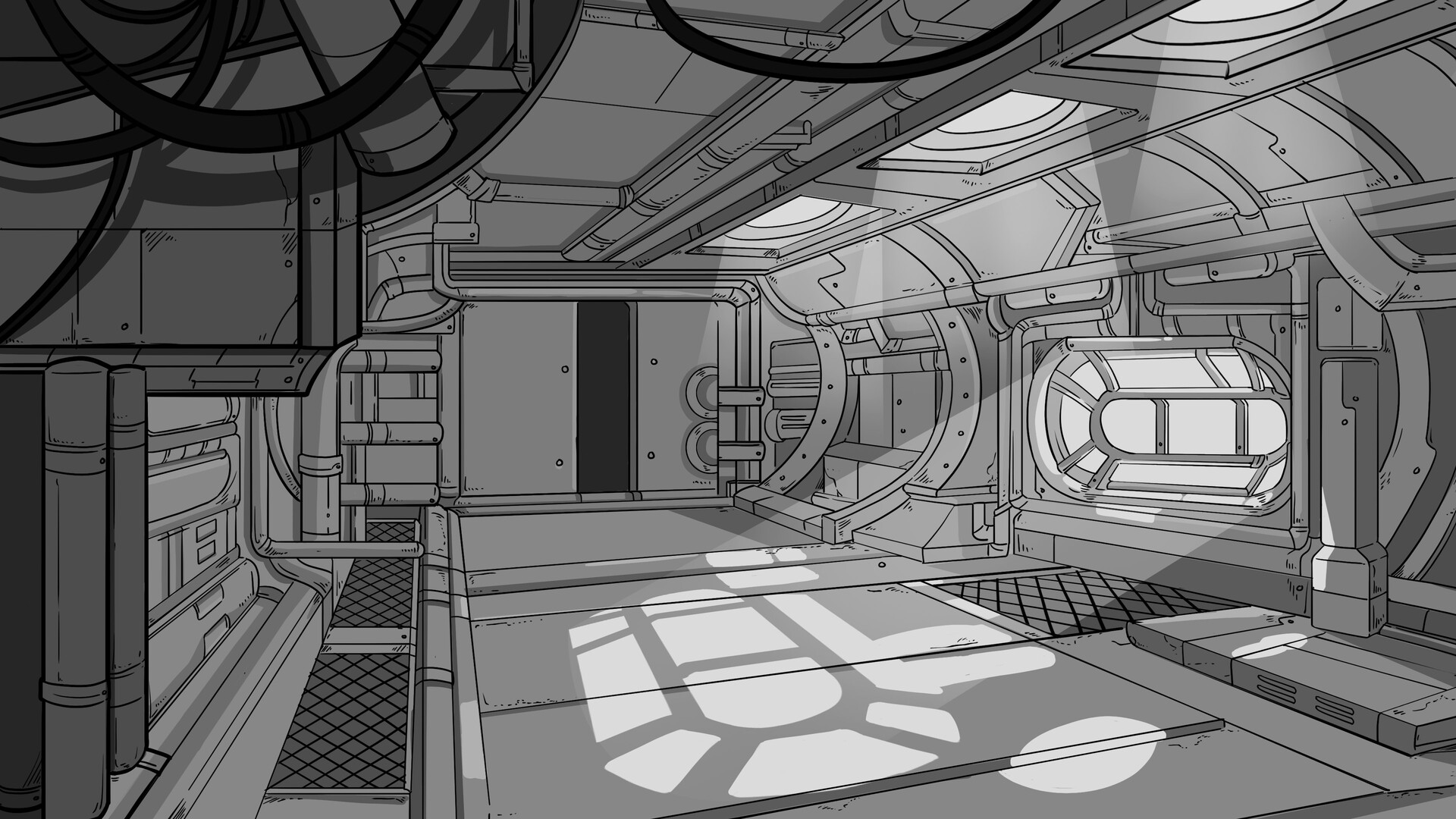 Spacecraft Interior View Drawing