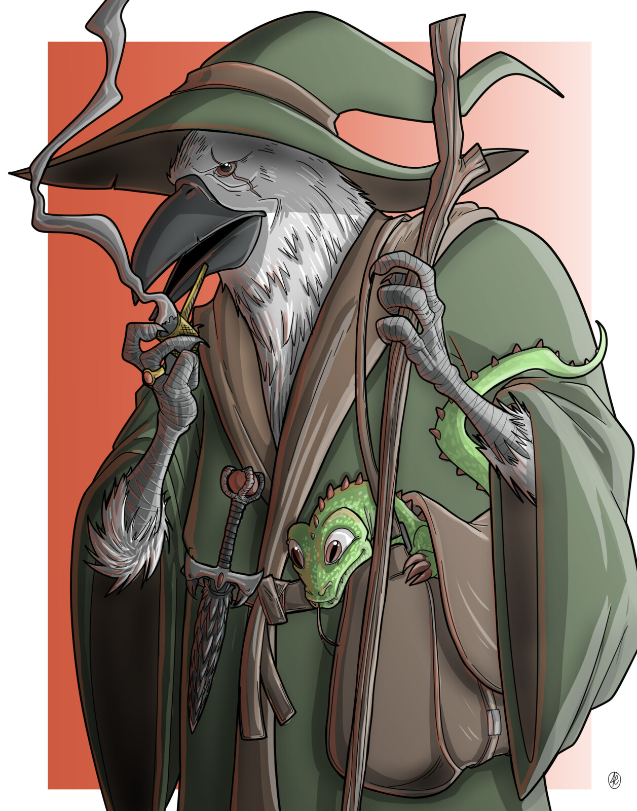 Nick Forte' - White Crow Wizard (Humblewood Character Design)