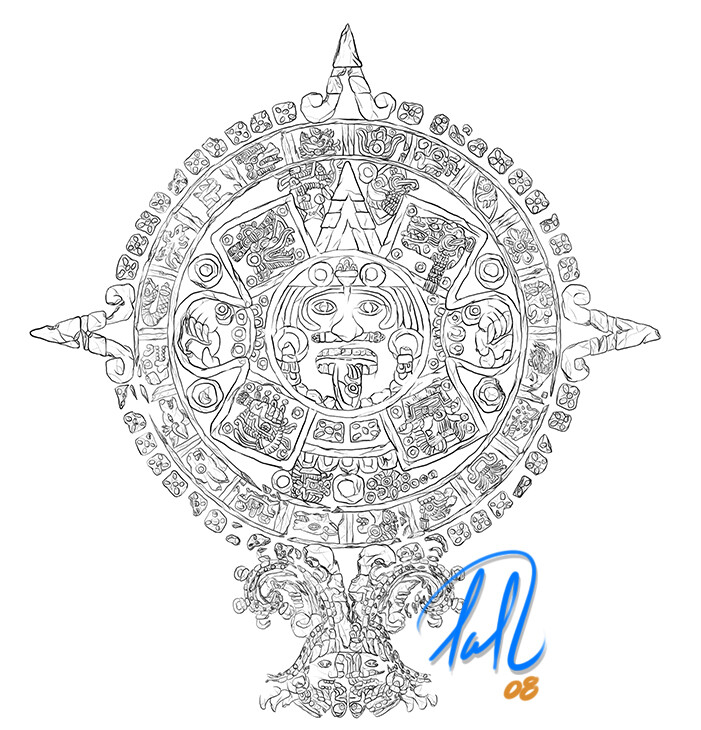 mayan calendar coloring page