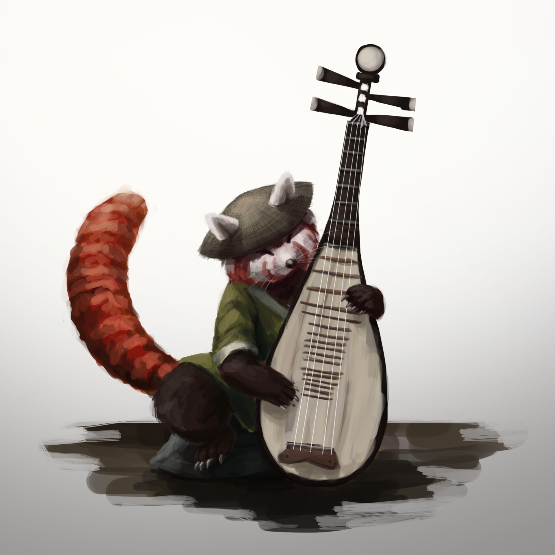 red panda playing guitar