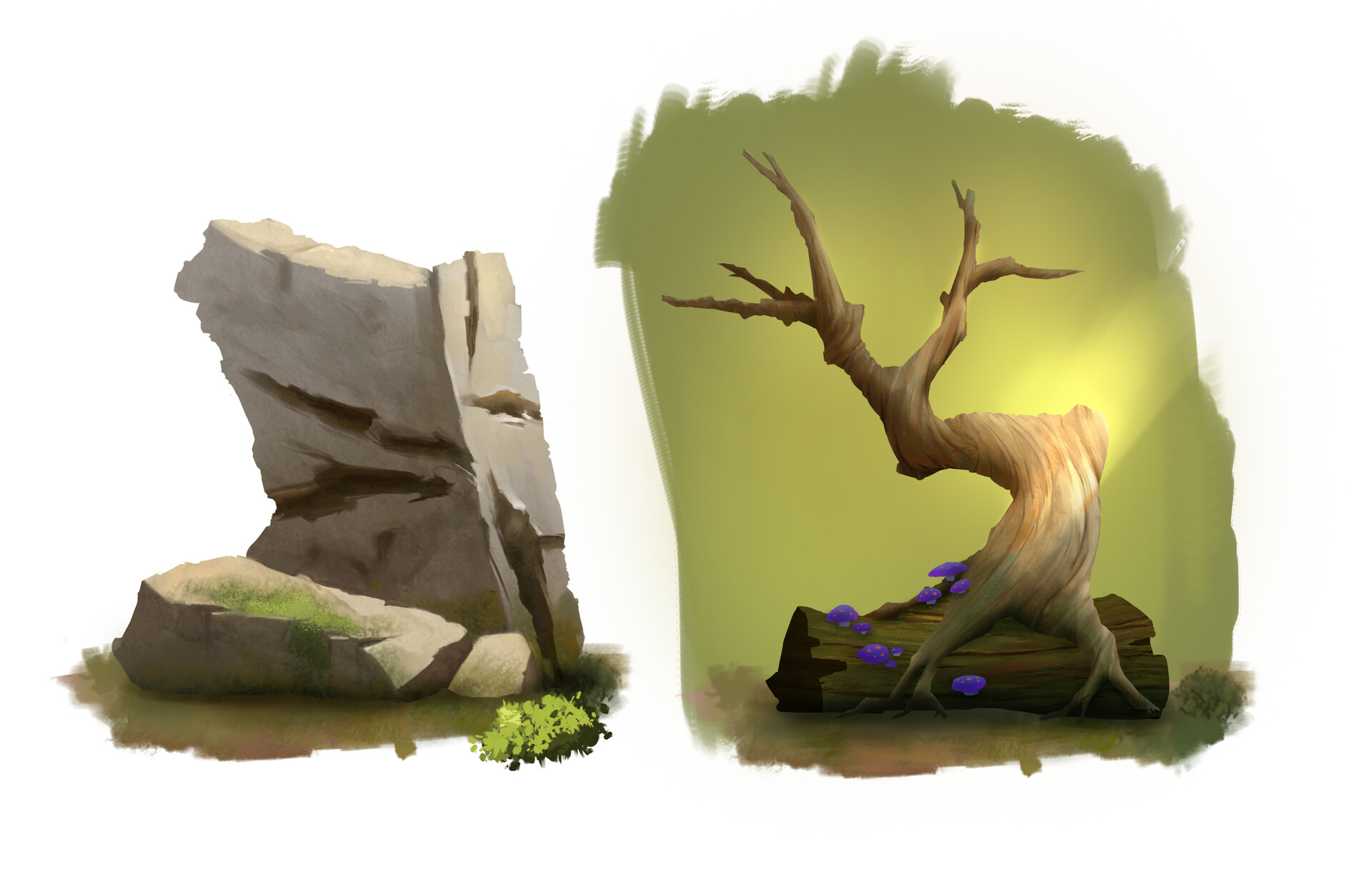 ArtStation - Rock and tree