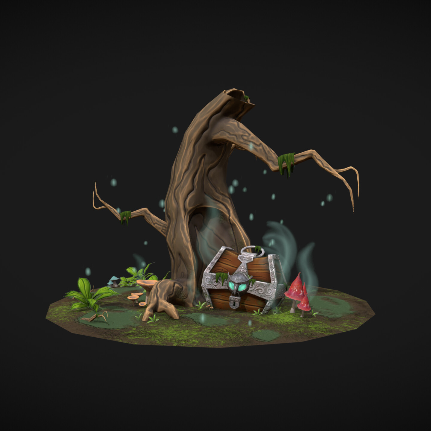 Olena - Old treasure chest lost in misty swamp - low poly stylized 3D ...