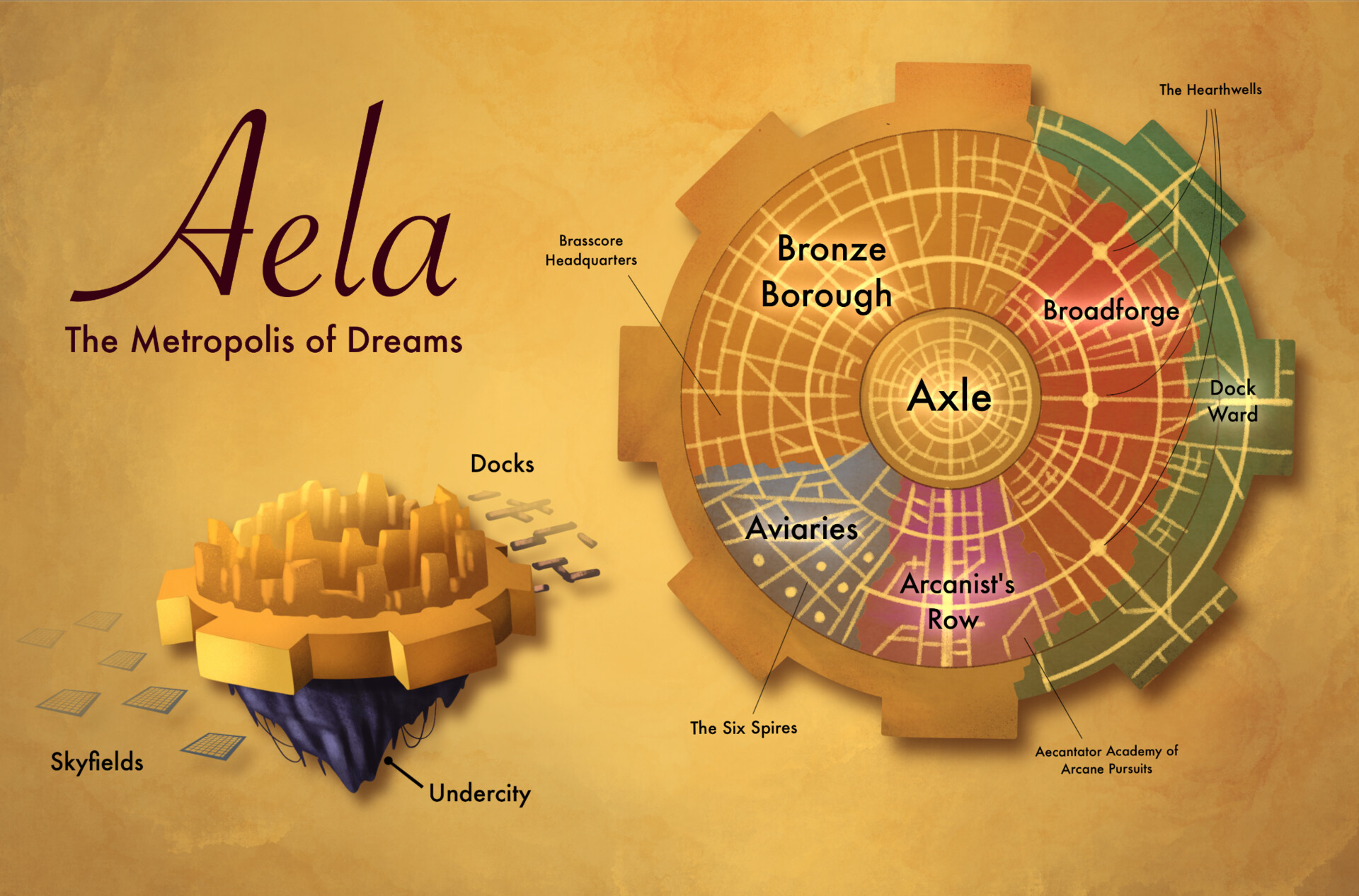 ArtStation - Map of the Flying City of Aela