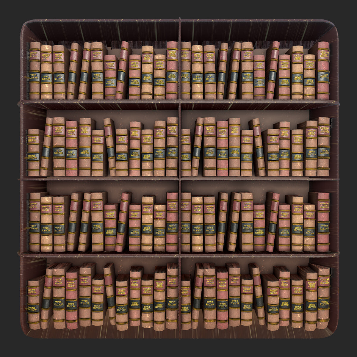 TextureCan - Wooden Bookshelf with Books