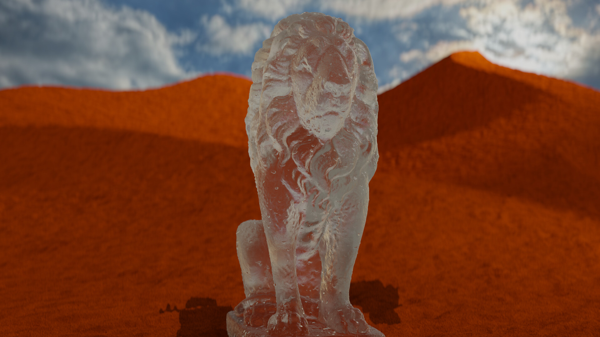 ArtStation - Ice lion in the desert