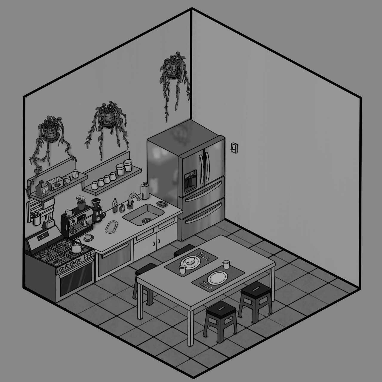 ArtStation - Kitchen design - Isometric design