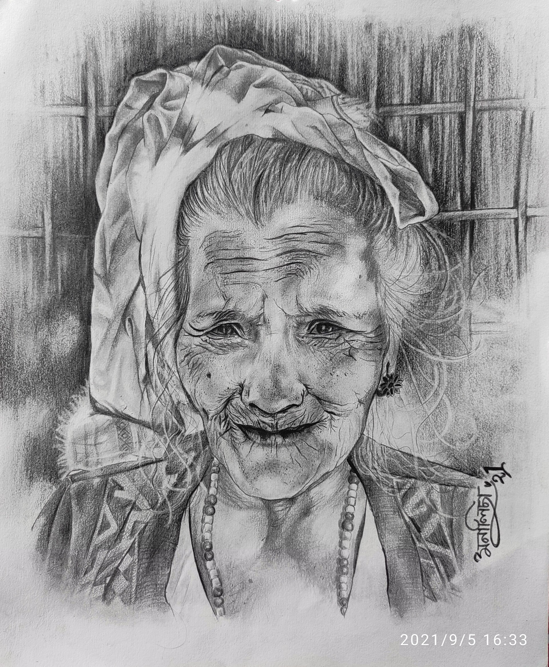 ArtStation - An old lady (Pencil sketch)
