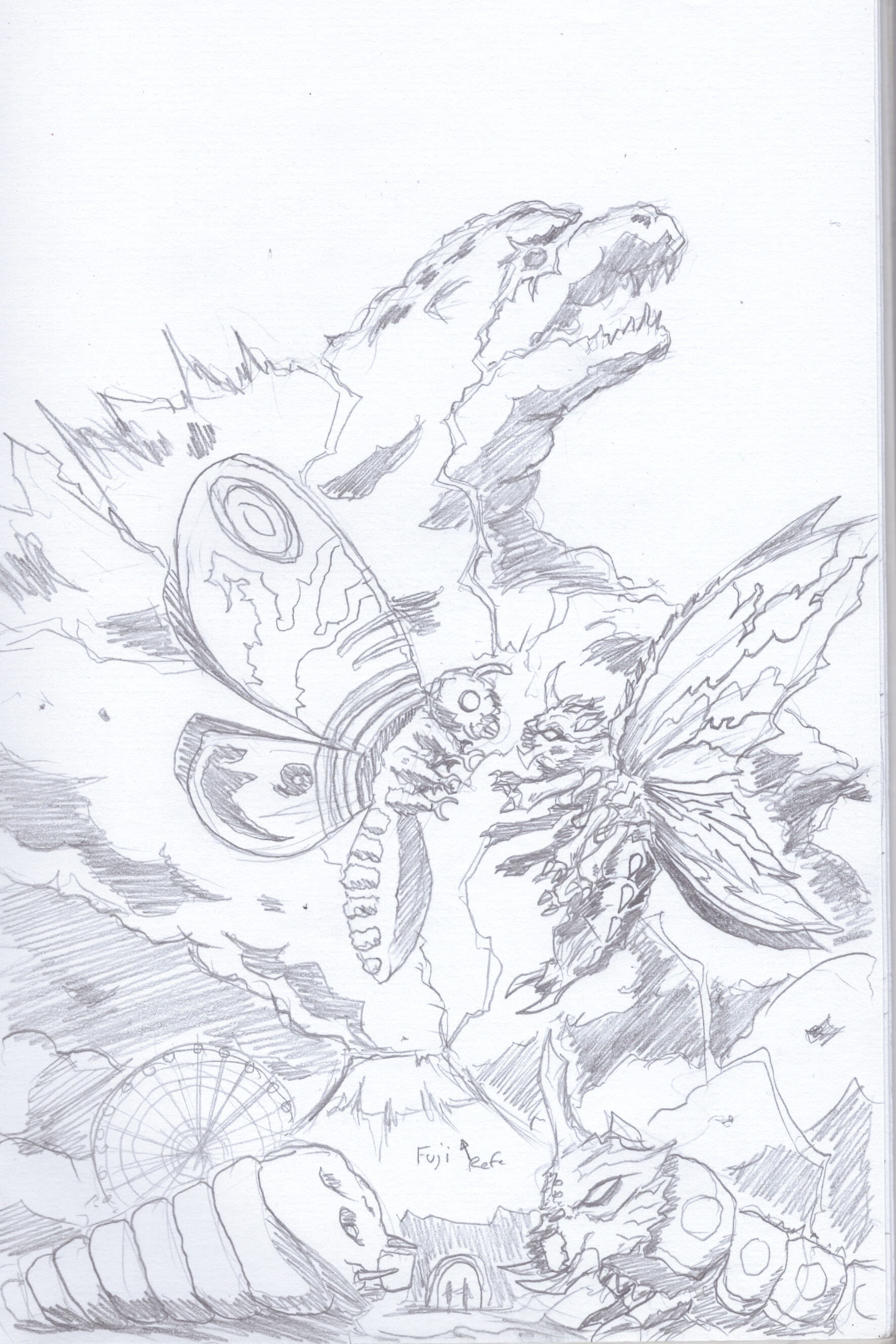 godzilla vs mothra coloring pages