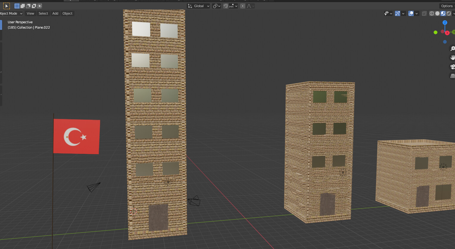 ArtStation - Brick Bulidings With turkish flag