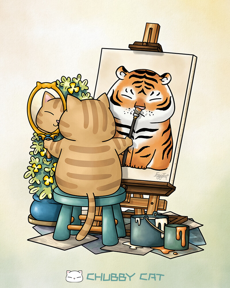 ArtStation - Cat Confidence Self Portrait