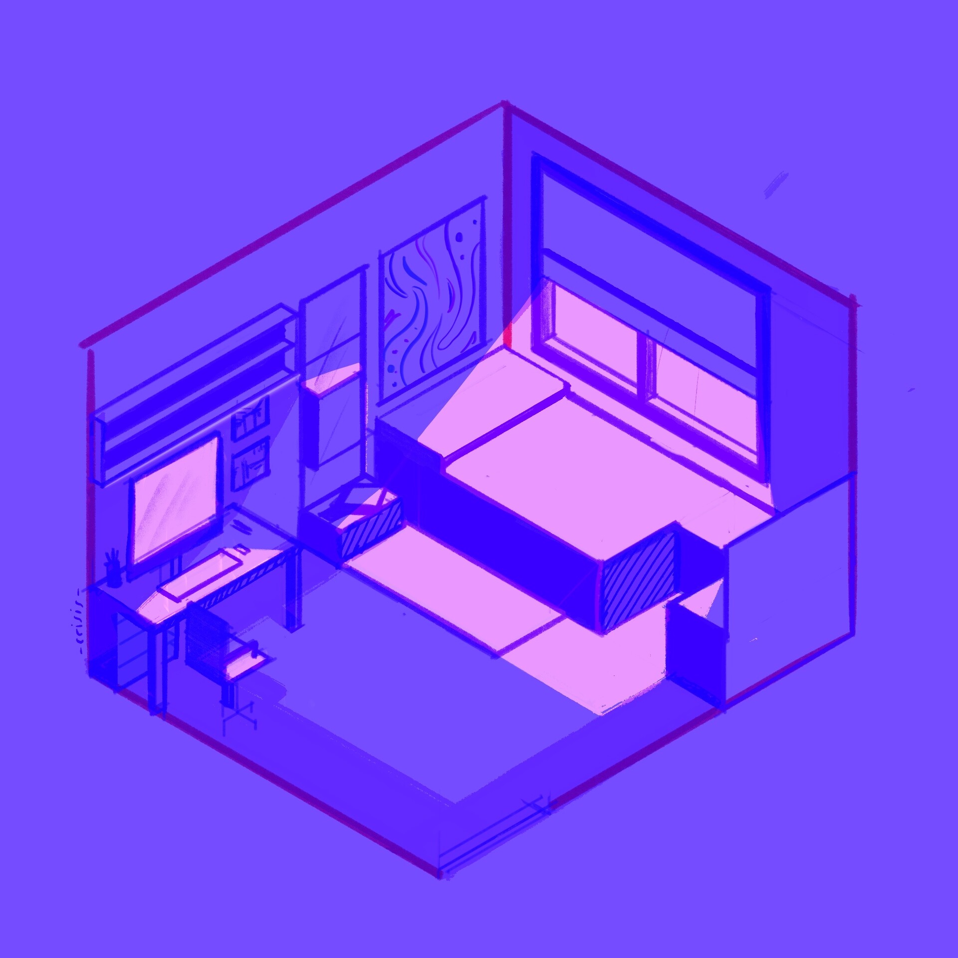 ArtStation - Isometric bedroom design