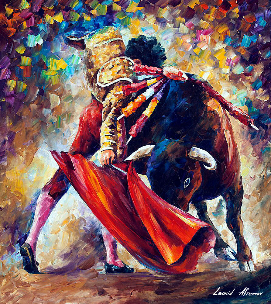 ArtStation - BULL FIGHT — oil painting on canvas